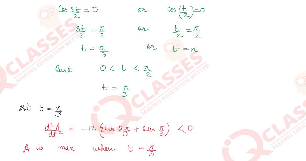Q26 Find the maximum area of an isosceles triangle inscribed in the ...